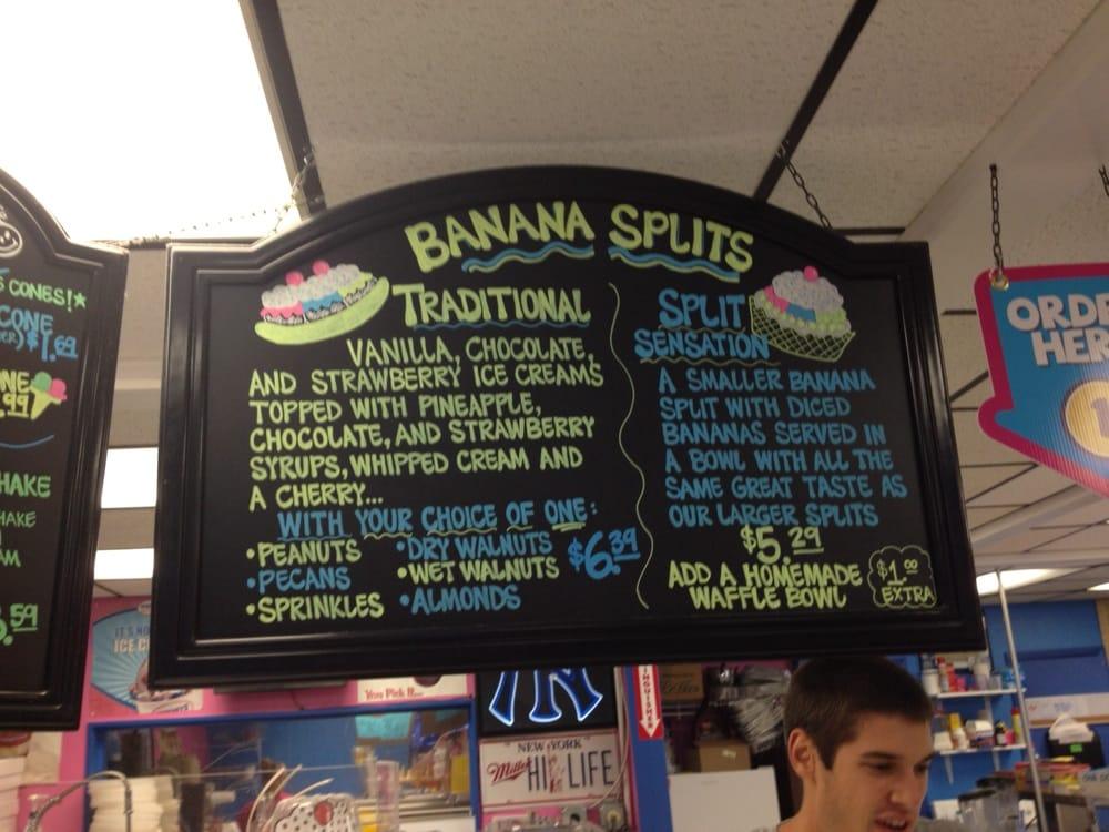 Menu at Meyer's Ice Cream Parlor restaurant, Surfside Beach