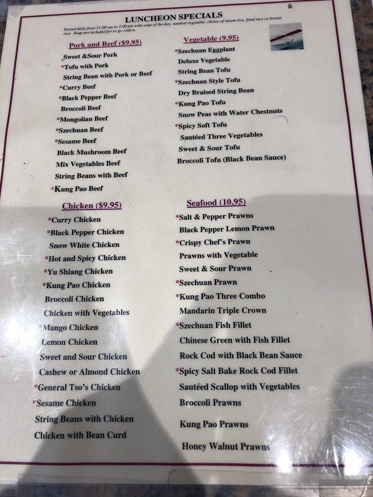 Menu at Shangrila Chinese Cuisine restaurant, Dublin, Village Pkwy