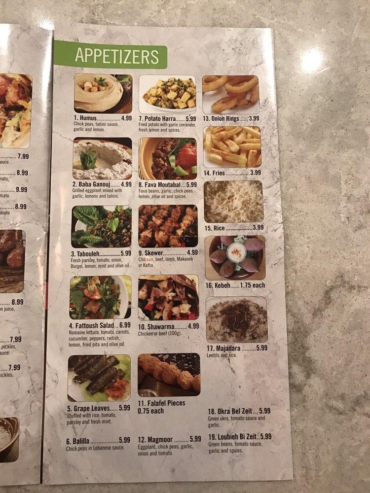 Menu at Chez Talal restaurant, Newmarket