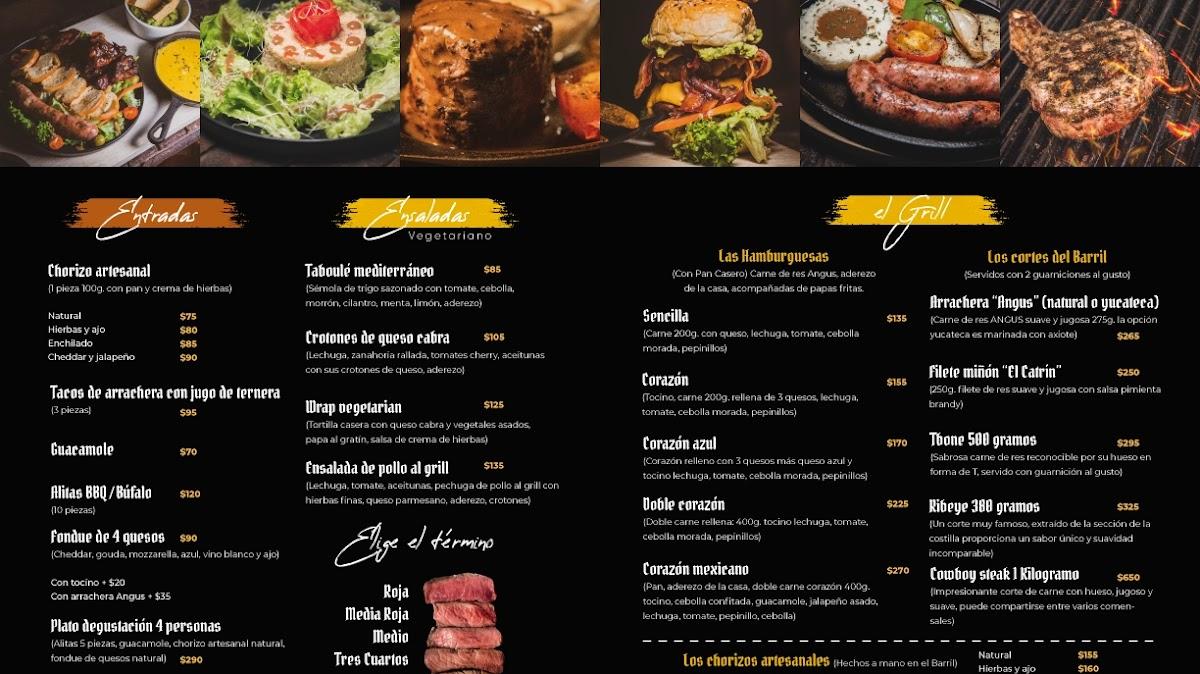 Menu at El Barril Grill, Bacalar