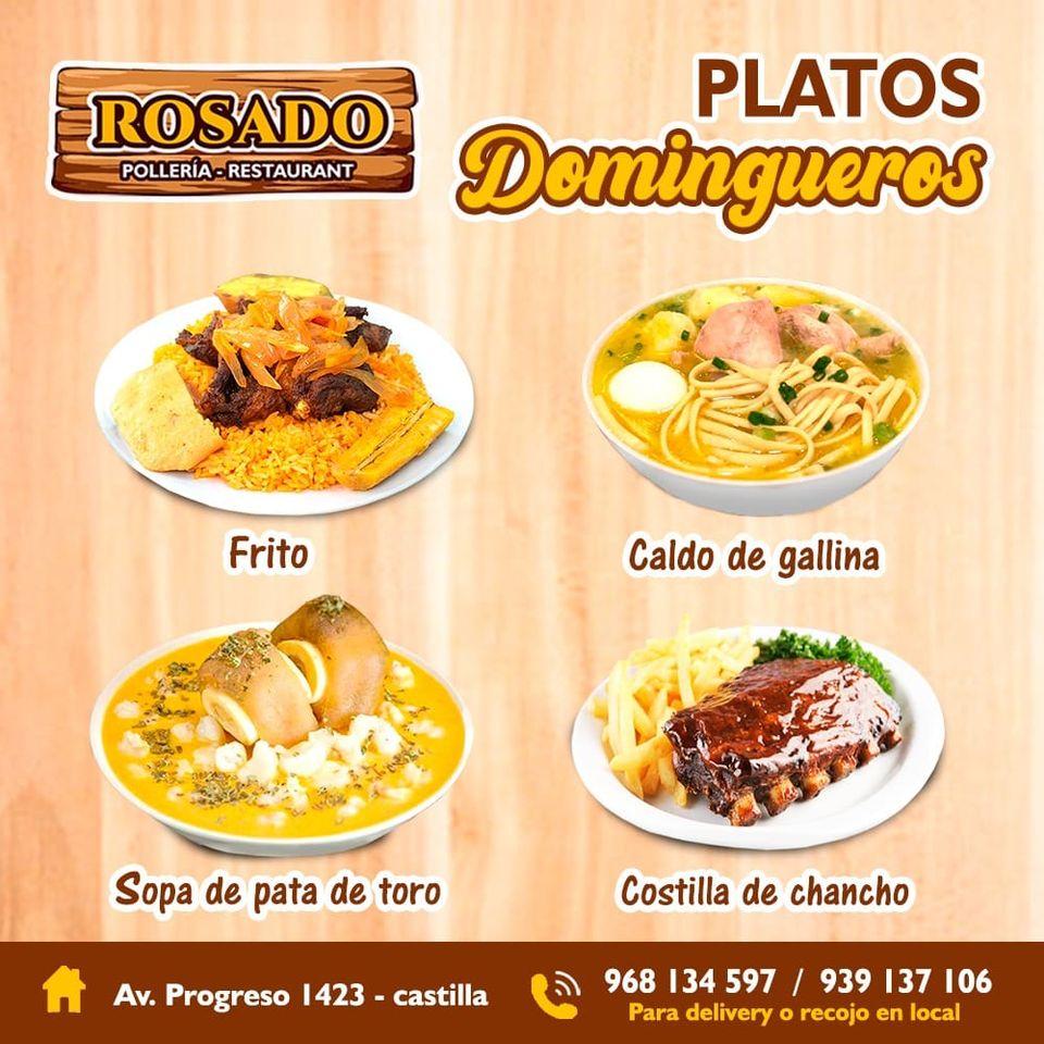 Carta de Restaurant - Pollería ROSADO, Piura