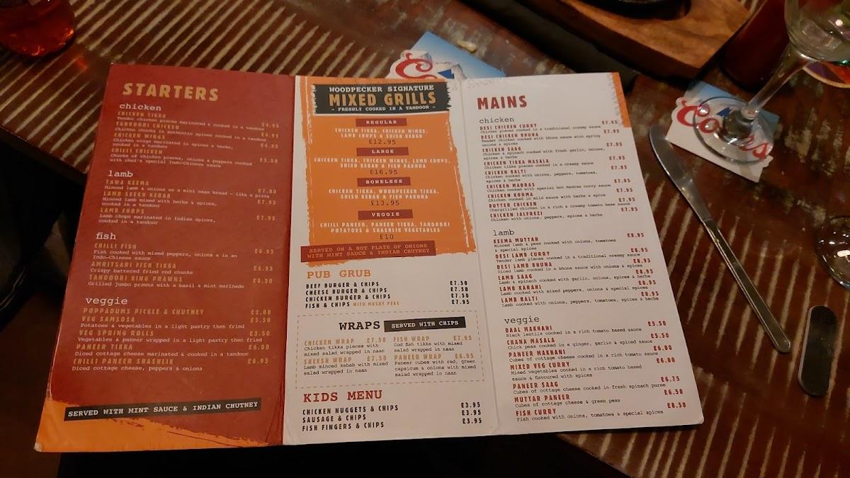 Menu at The Woodpecker pub & bar, Derby