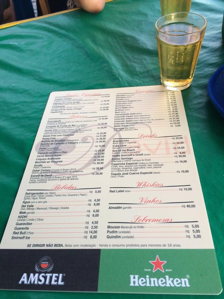 Menu at Bar do David, Rio de Janeiro, Chapéu Mangueira - Ladeira Ary ...