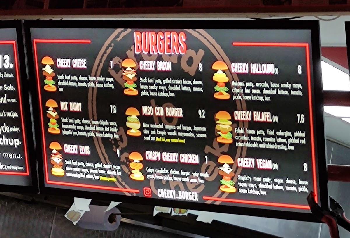Carta del restaurante Cheeky Burger Camberwell, Londres