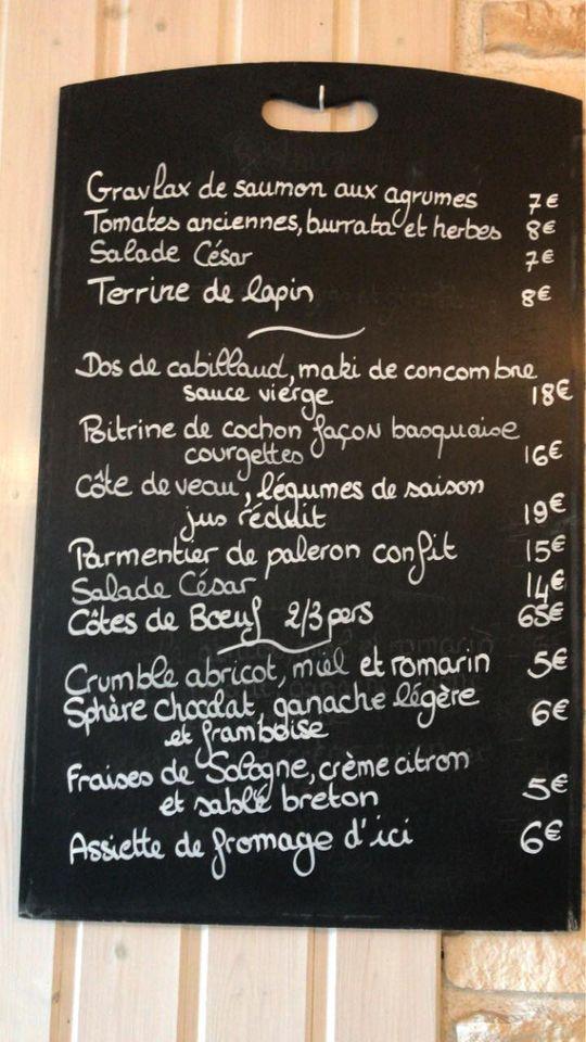 Menu au Chez Jacques pub et bar, Bracieux