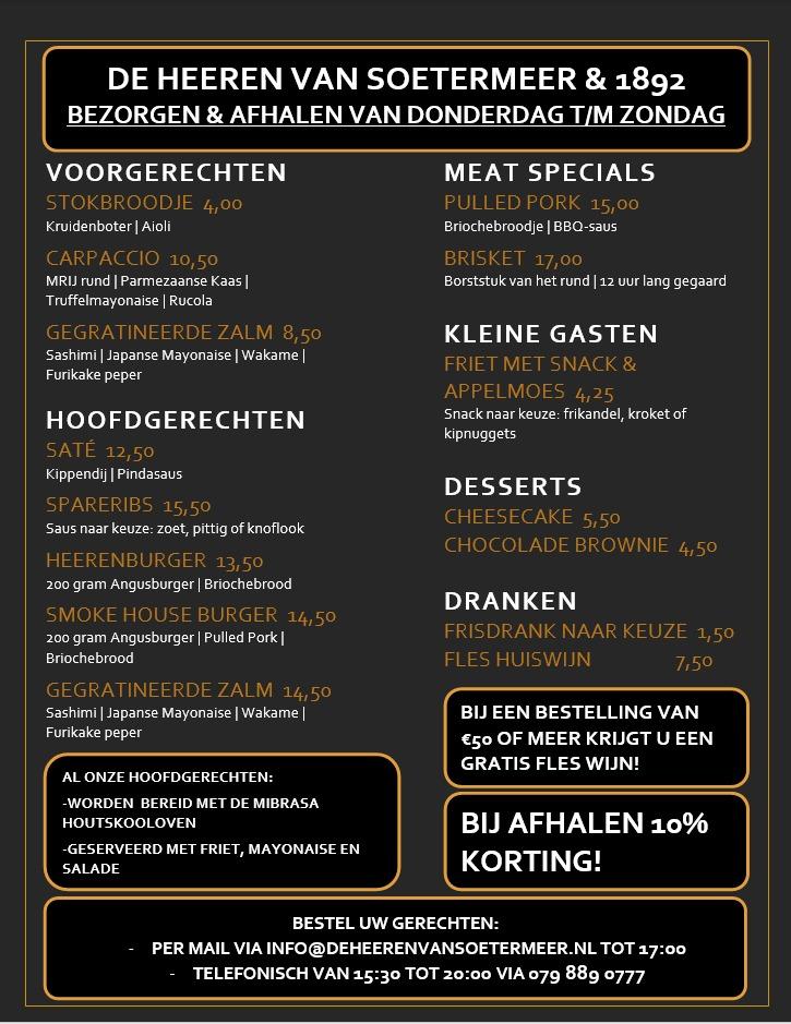 Speisekarte von De Heeren van Soetermeer, Zoetermeer