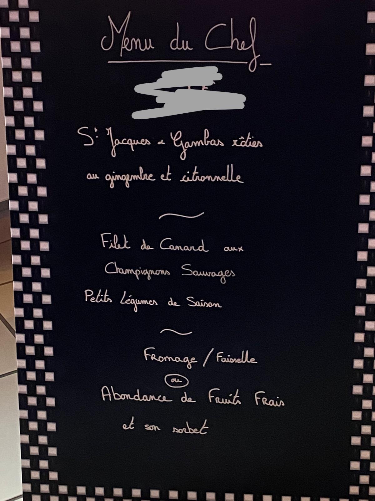 Menu au Le Ris Blanc restaurant, Échassières