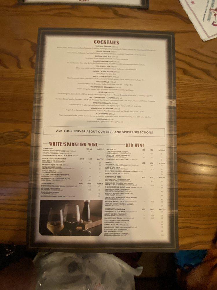 Menu at Saltgrass Steak House steakhouse, Omaha