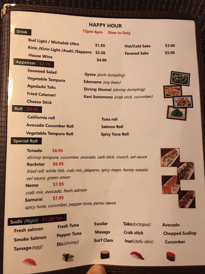 Menu at Toki restaurant, Houston