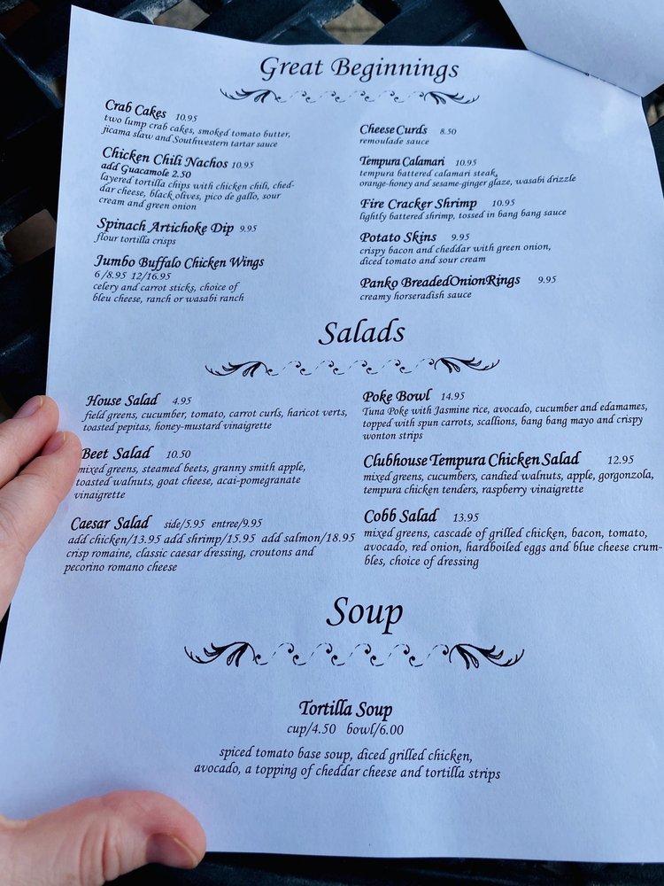 Menu at Oak Terrace Grille restaurant, Barrington