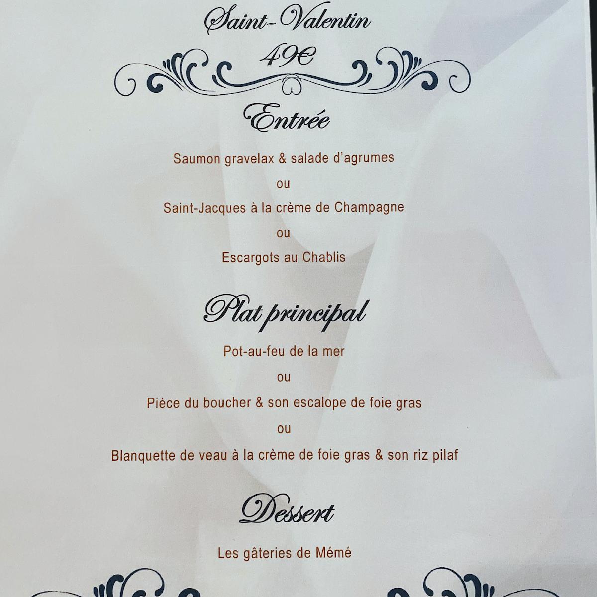 Menu au Chez Mémé restaurant, Péronne
