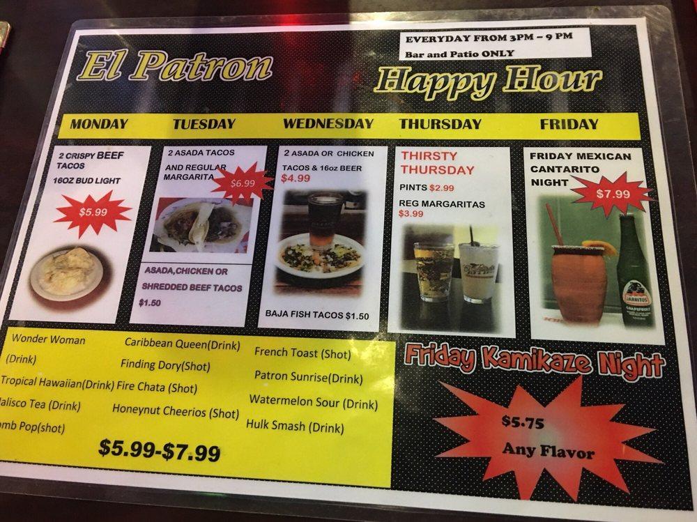 Menu at El Patron Bar and Grill, Bakersfield, Panama Ln