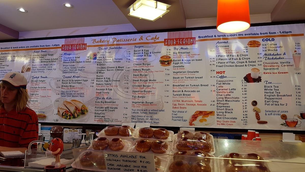 Menu at Four Seasons Byford Bakery, Byford