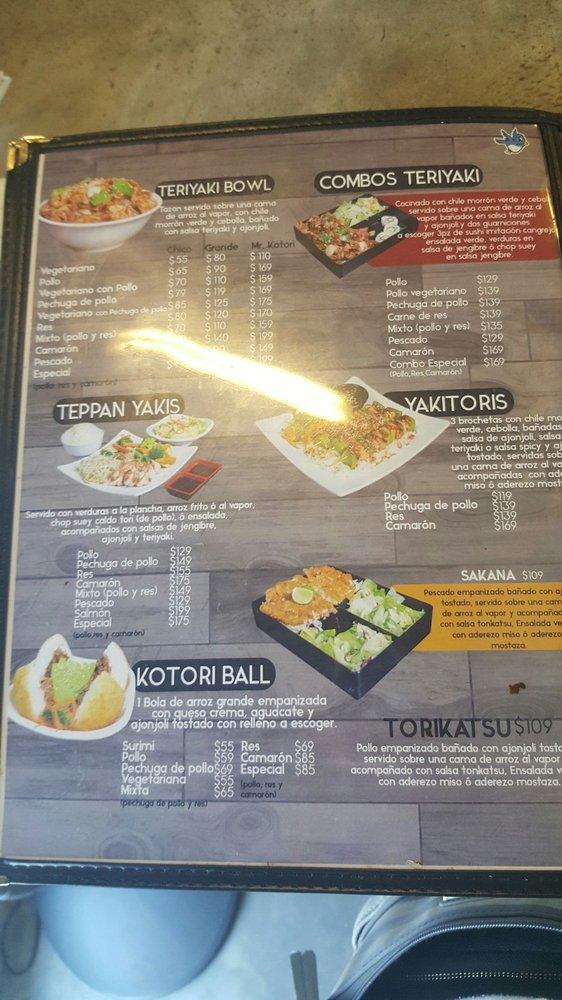 Carta del restaurante KOTORI WOK, Tijuana