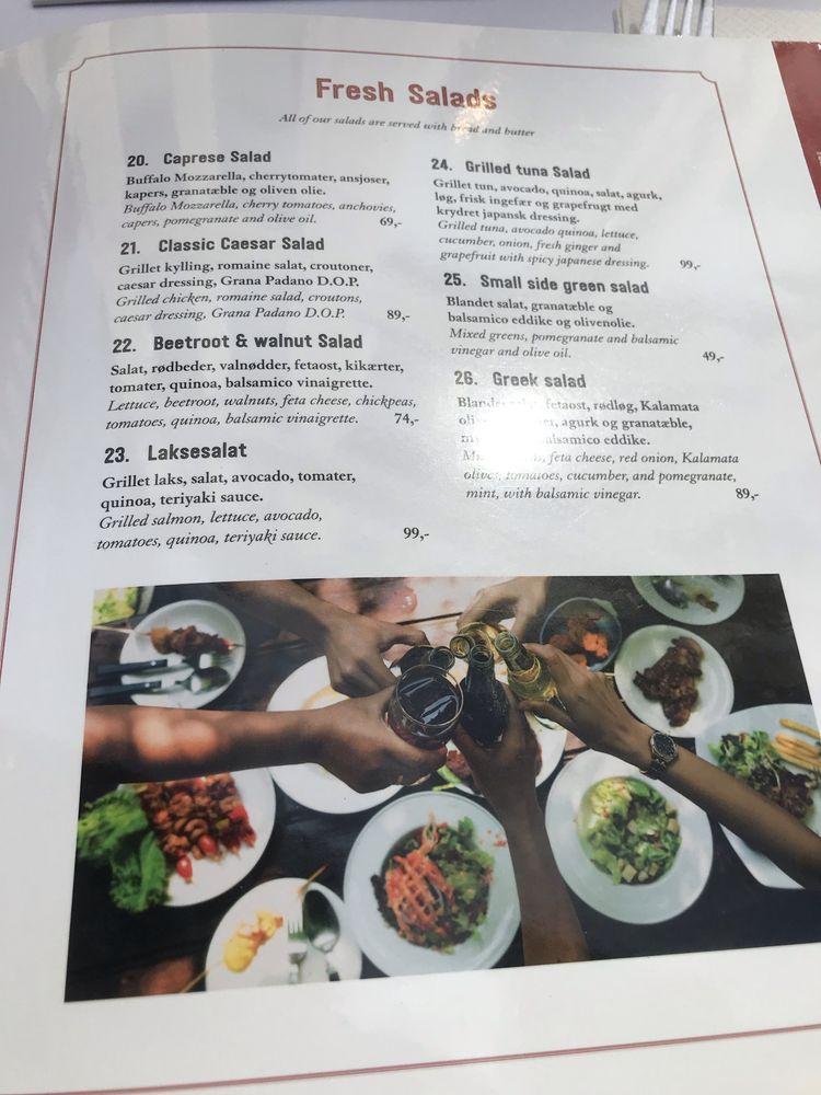 Menu at Mama Rosa Copenhagen restaurant, Copenhagen, Østergade 57