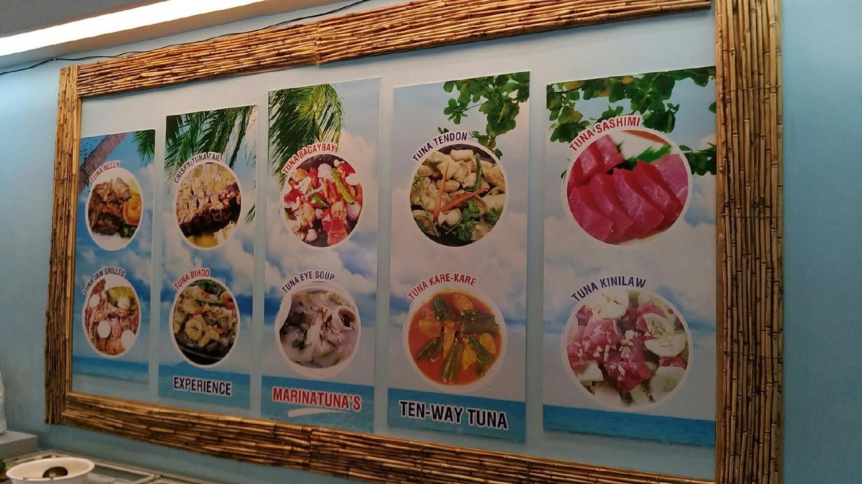 Menu at Marina Tuna restaurant, Davao City, Quimpo Boulevard Sandawa Avenue