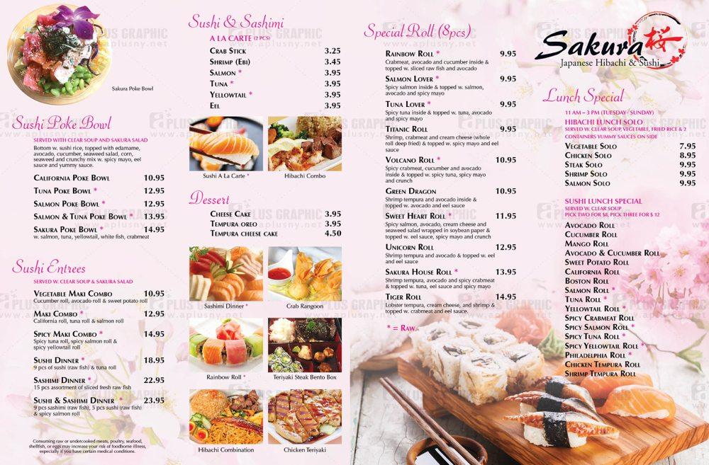 Menu at Sakura Hibachi and Sushi restaurant, Reynoldsburg