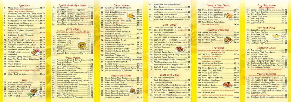 Menu at The Golden Bowl fast food, Willenhall, 65 Wednesfield Rd
