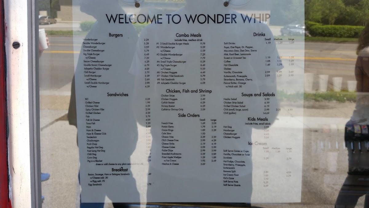 Menu at Wonder Whip restaurant, Owensboro, E 4th St