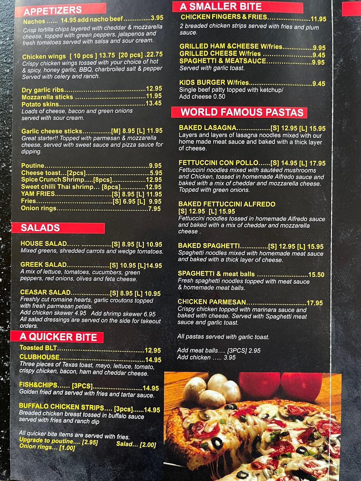 Menu at PAPA RONY’S restaurant, Edmonton