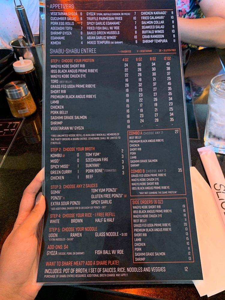 Menu at Slice Shabu pub & bar, Huntington Beach