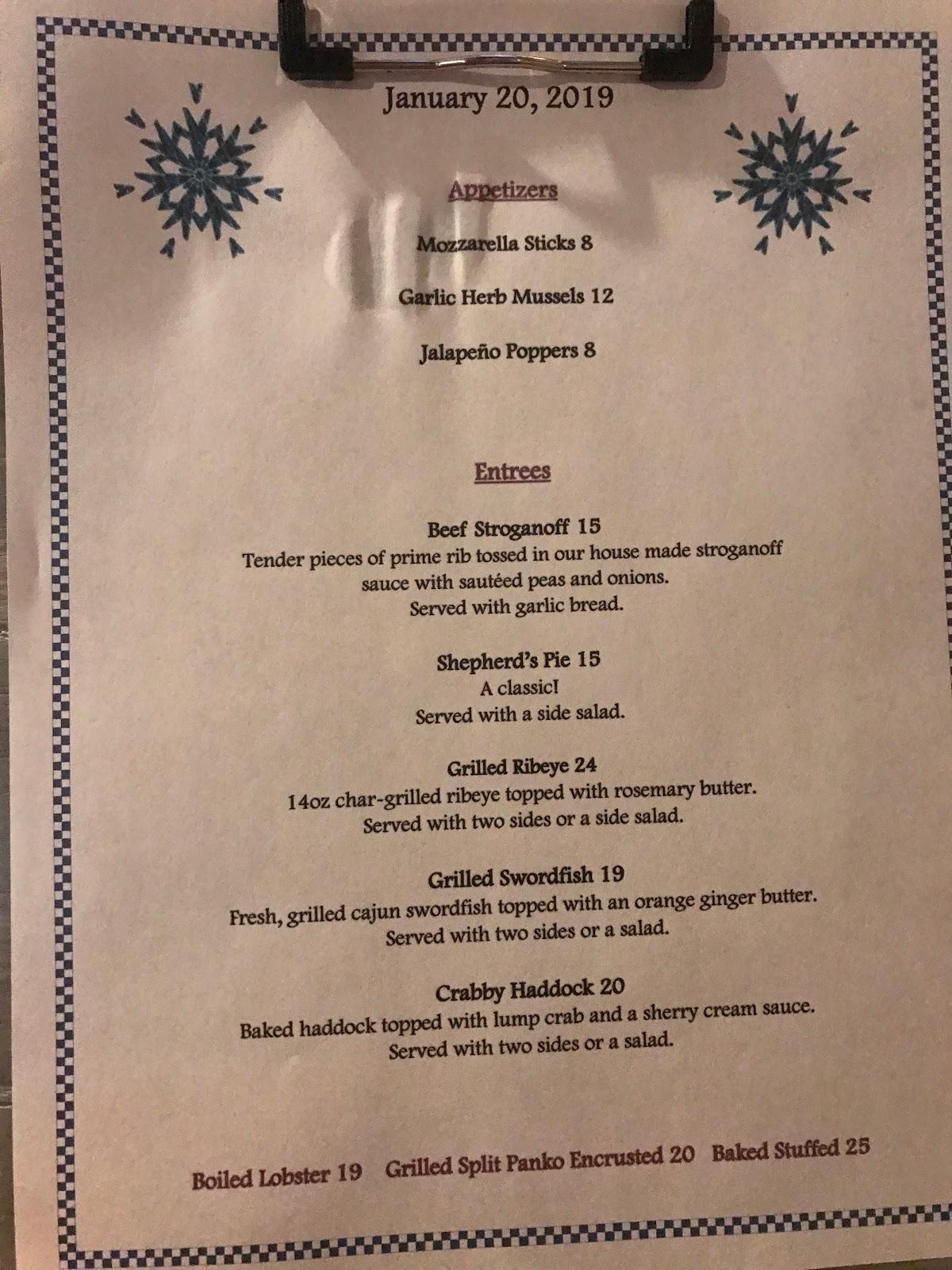 Menu at Atlantic Grille restaurant, Middletown