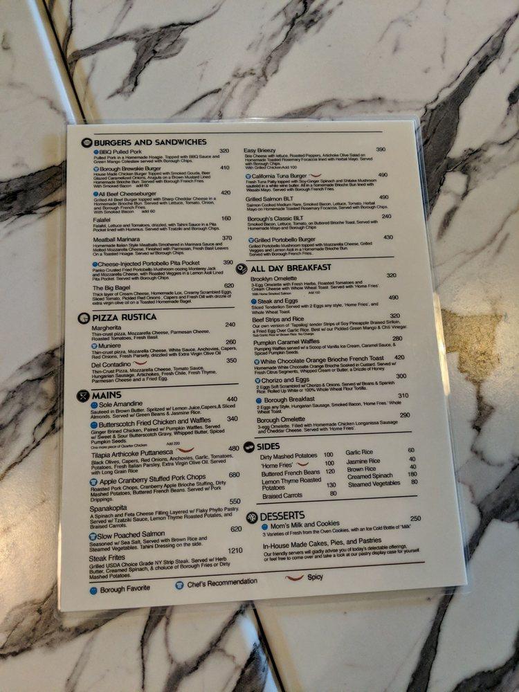 Menu at Borough BGC cafe, Taguig, U/G