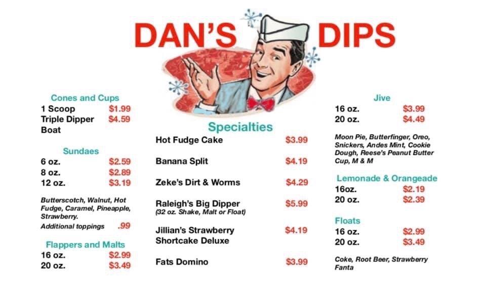 Carta de Dan's Cafe, Lexington