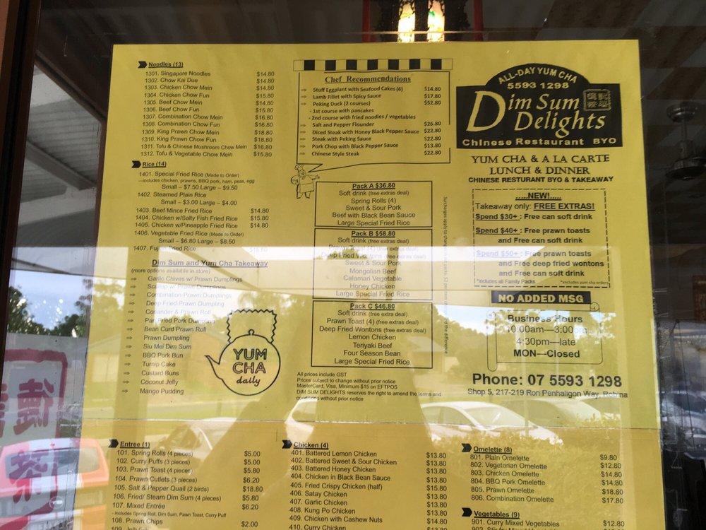 Menu at Dim Sum Delight restaurant, Robina