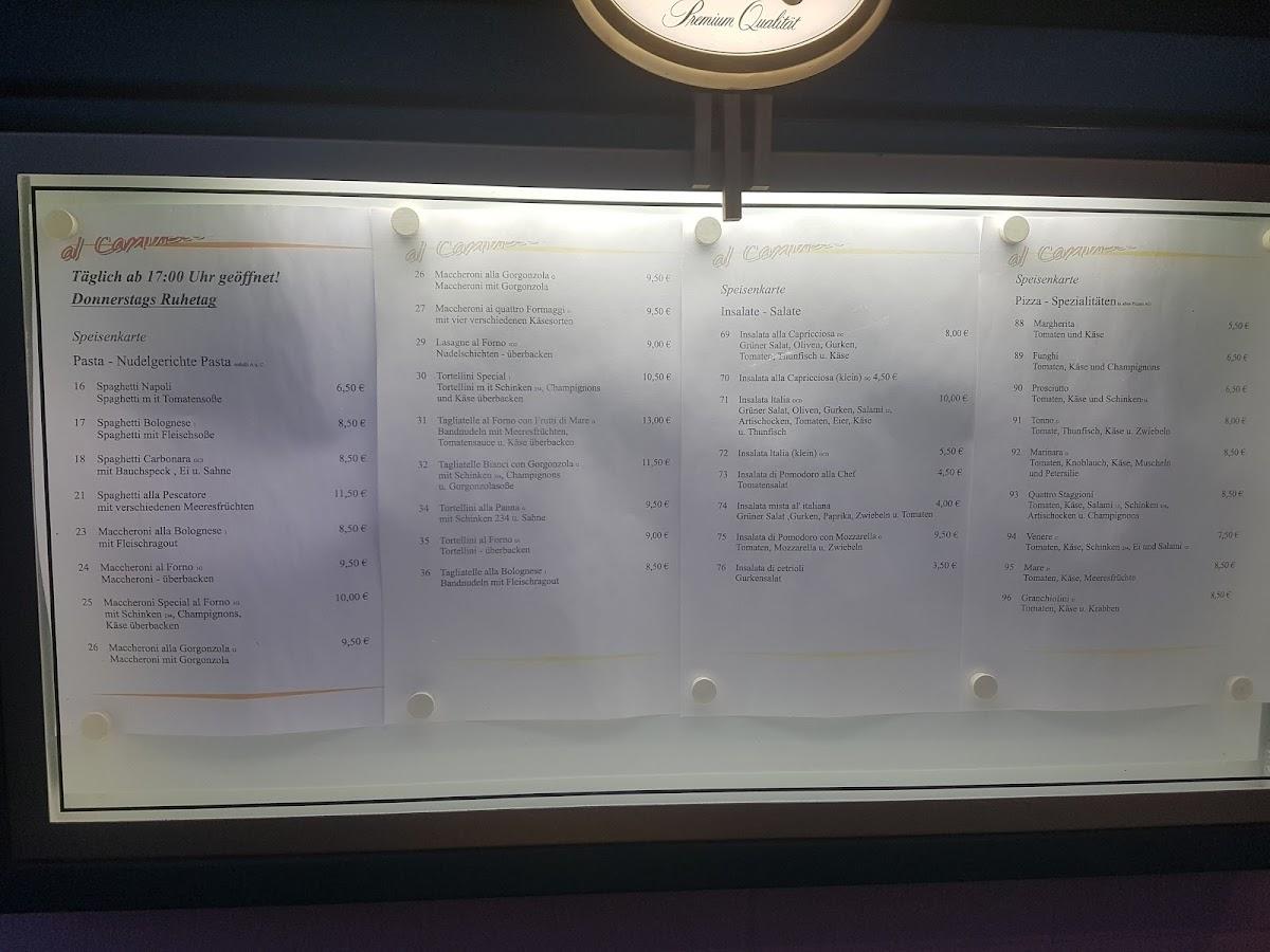 Speisekarte von Ristorante Pizzeria - Al Caminetto, Bad Rothenfelde