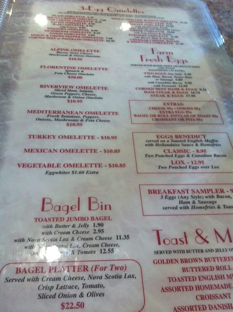 Menu at River View Diner restaurant, North Bergen