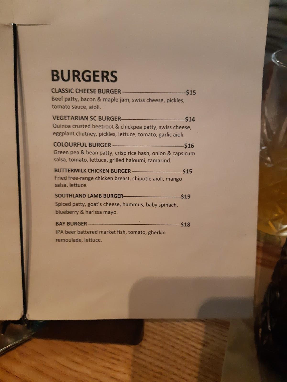 Menu at Slow Cuts restaurant, Arrowtown