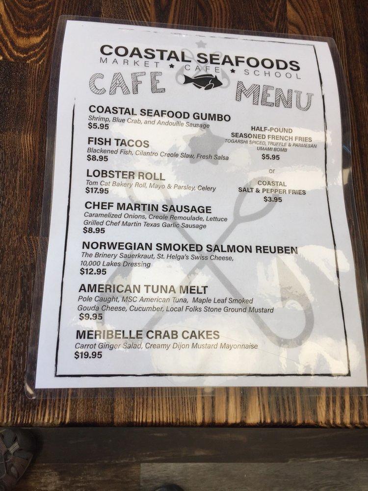 Menu at Coastal Seafoods restaurant, Minneapolis