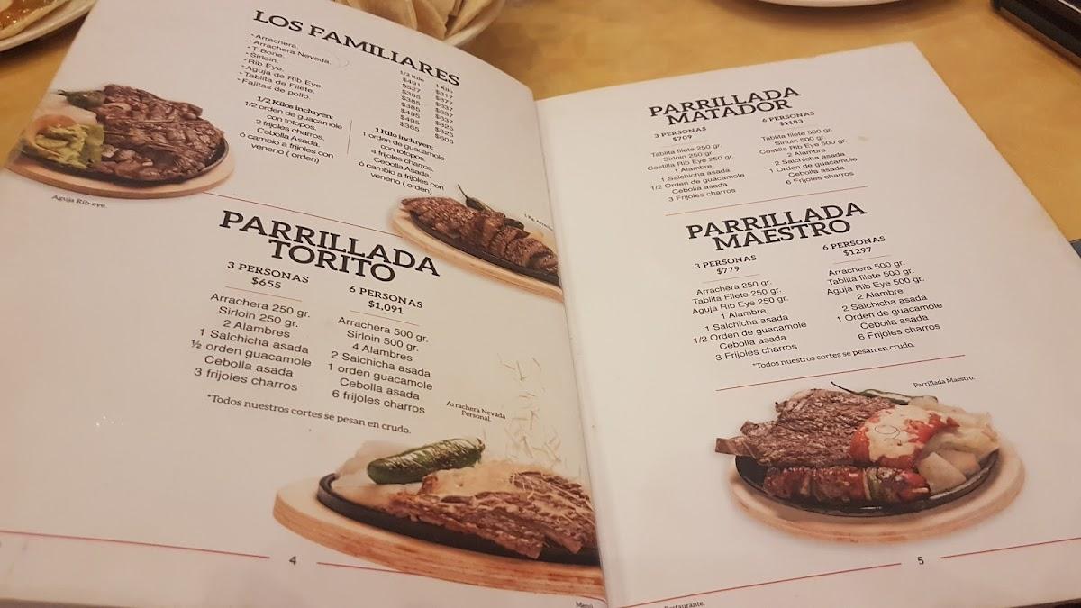 Carta de El Torito Restaurante, Monterrey, Av. Gonzalitos 3101