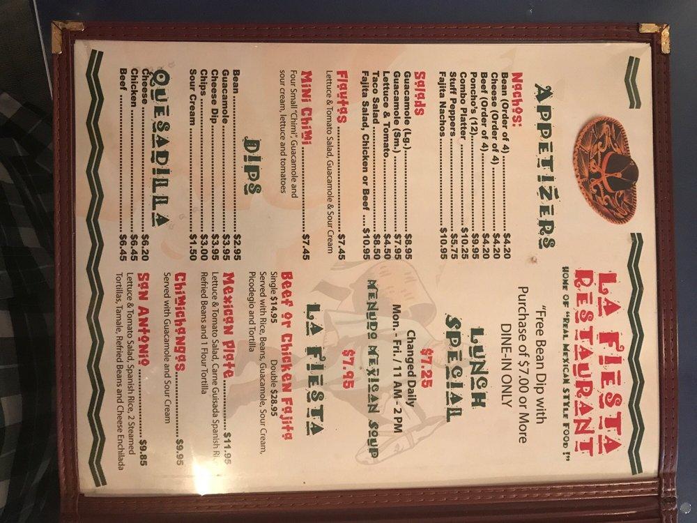 Menu at La Fiesta Restaurant, Gretna