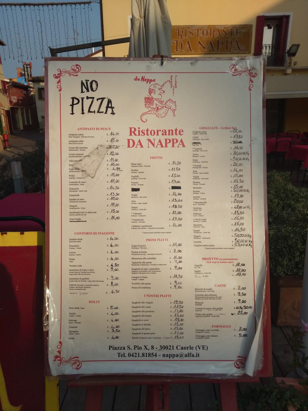 Menu da Ristorante Da Nappa, Caorle