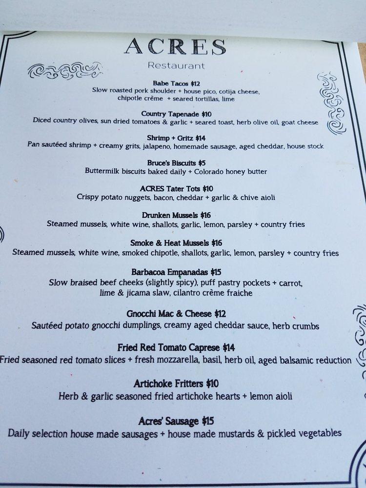 Menu at Acres pub & bar, Englewood