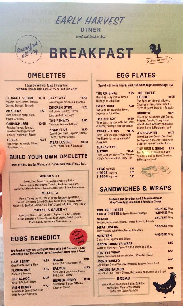 Menu at Early Harvest Diner restaurant, Beverly