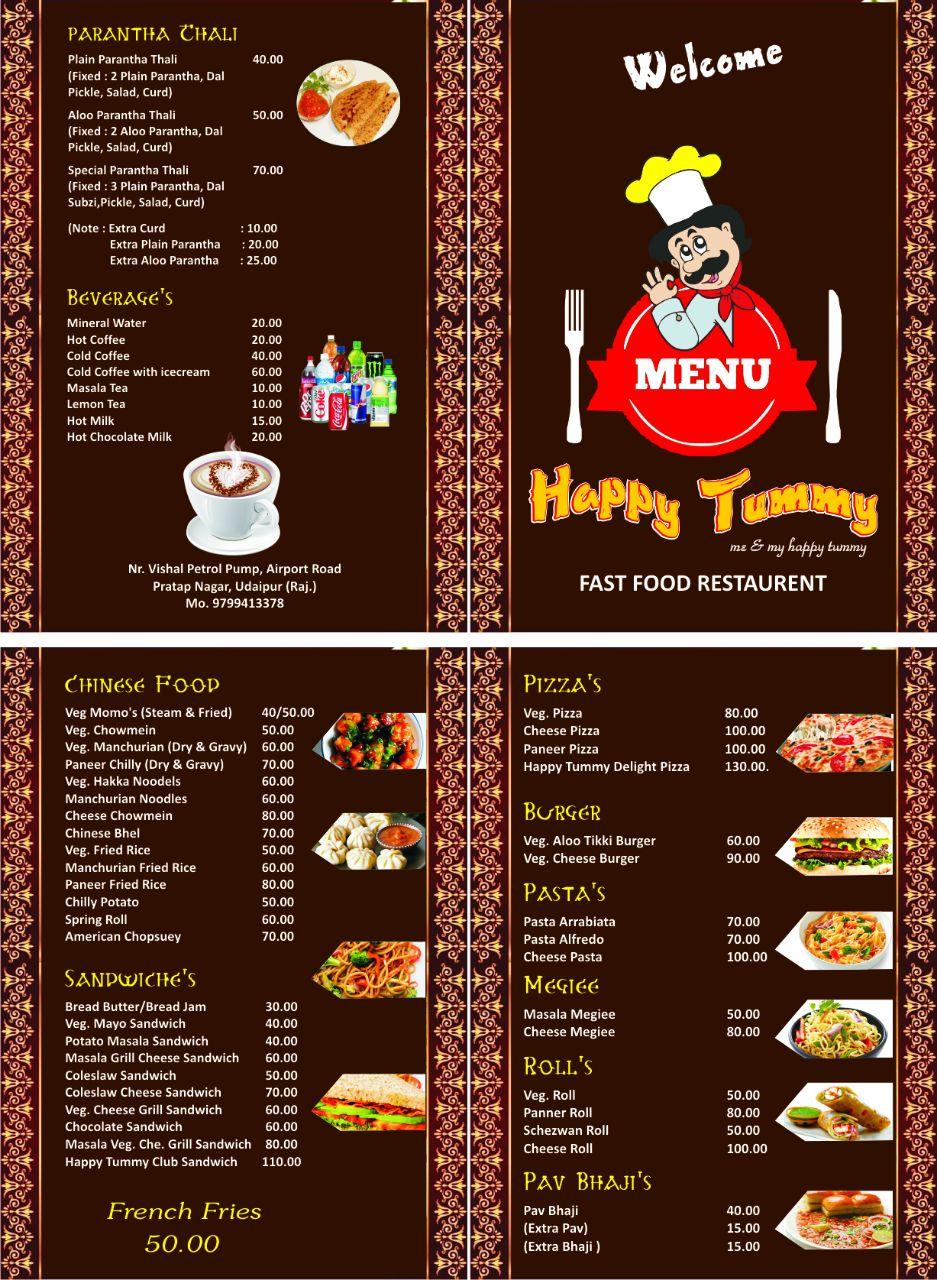 Menu at Happy Tummy cafe & Restaurant, Udaipur