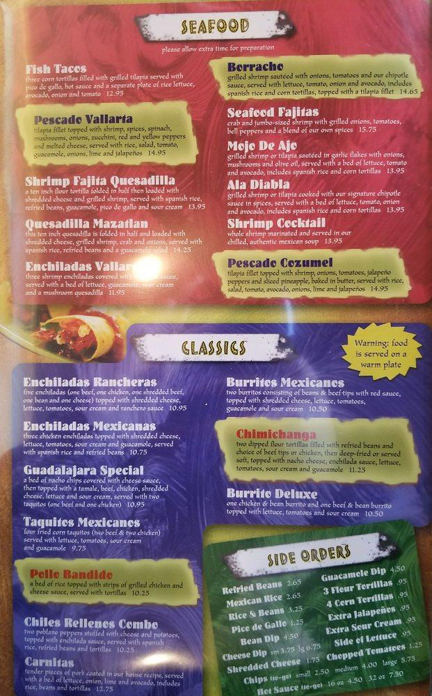 Menu at Los Agaves Mexican Grill restaurant, Iowa City