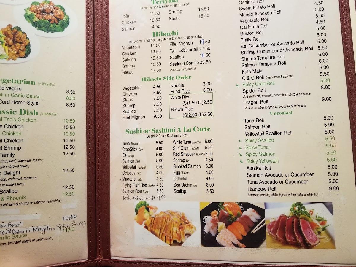 Menu at Osaka Asian Bistro restaurant, Merrimac