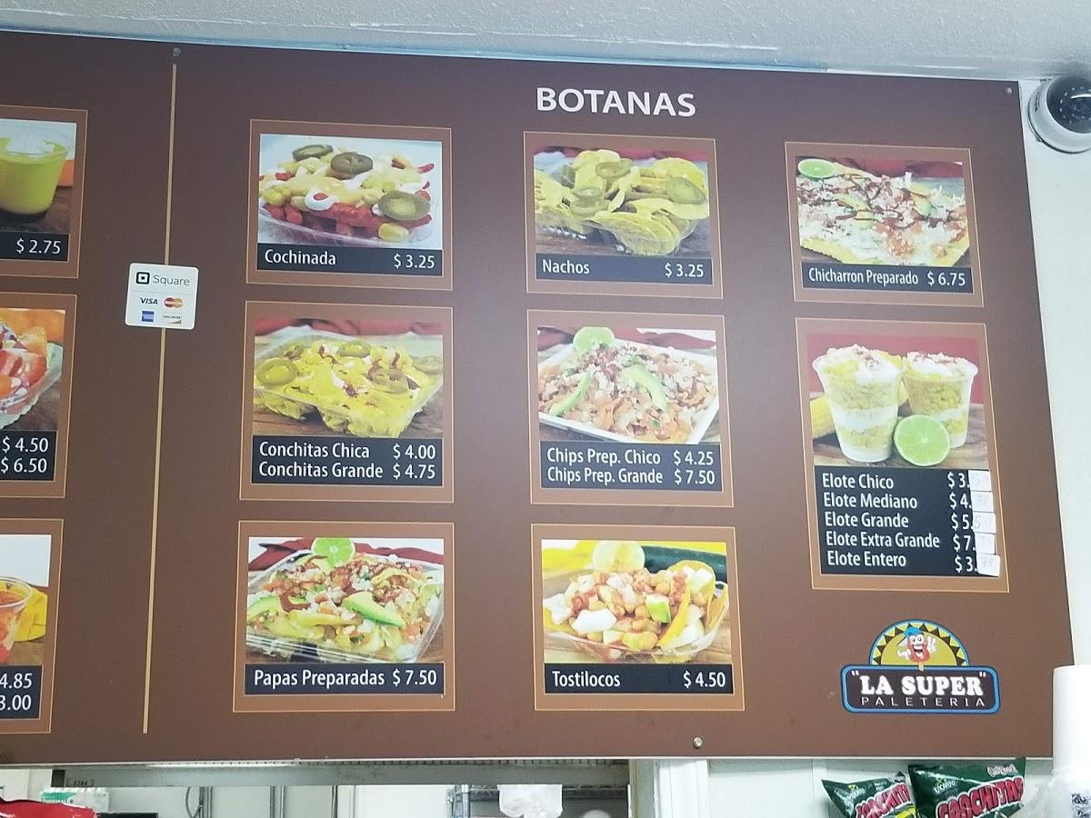 Menu at Paleteria La Super, Dallas, W Davis St suite b