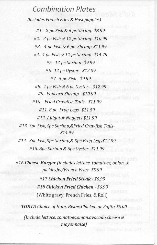 Menu at The New Pier restaurant, White Oak