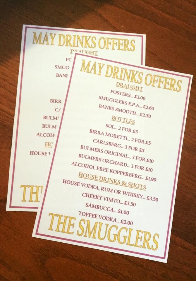 Menu at The Smugglers pub & bar, Cleethorpes