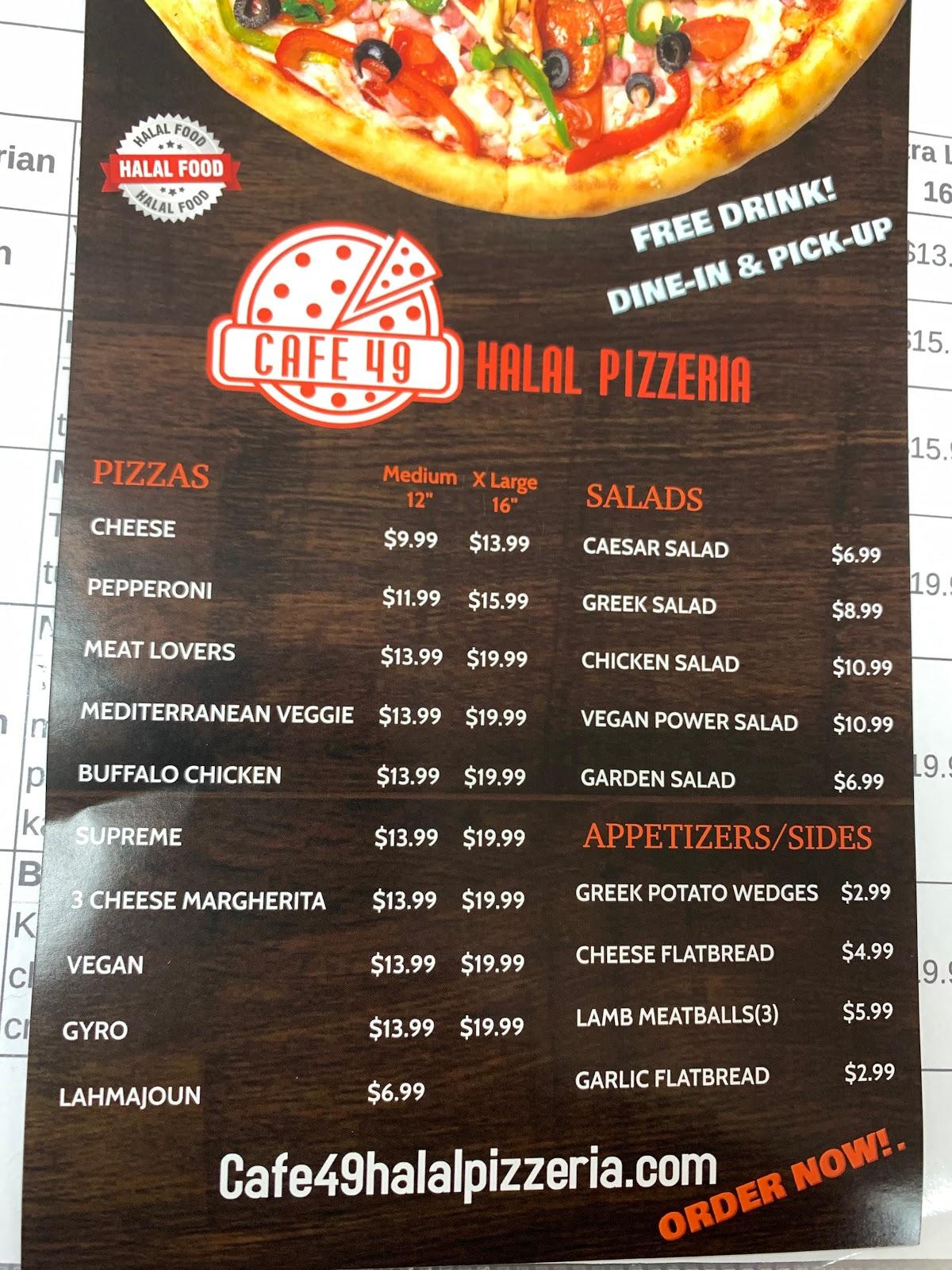 Menu at Cafe 49 Ice Cream and Halal Pizzeria, Charlotte