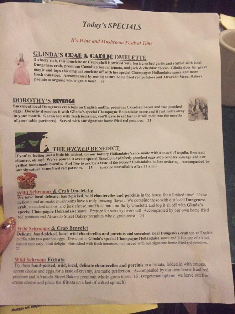 Menu at Egghead's Restaurant, Fort Bragg