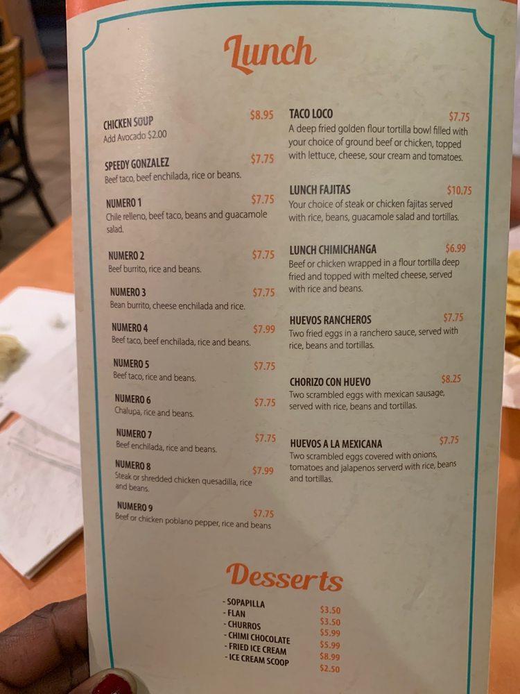 Menu at Las Colinas Mexican Restaurant, Redan