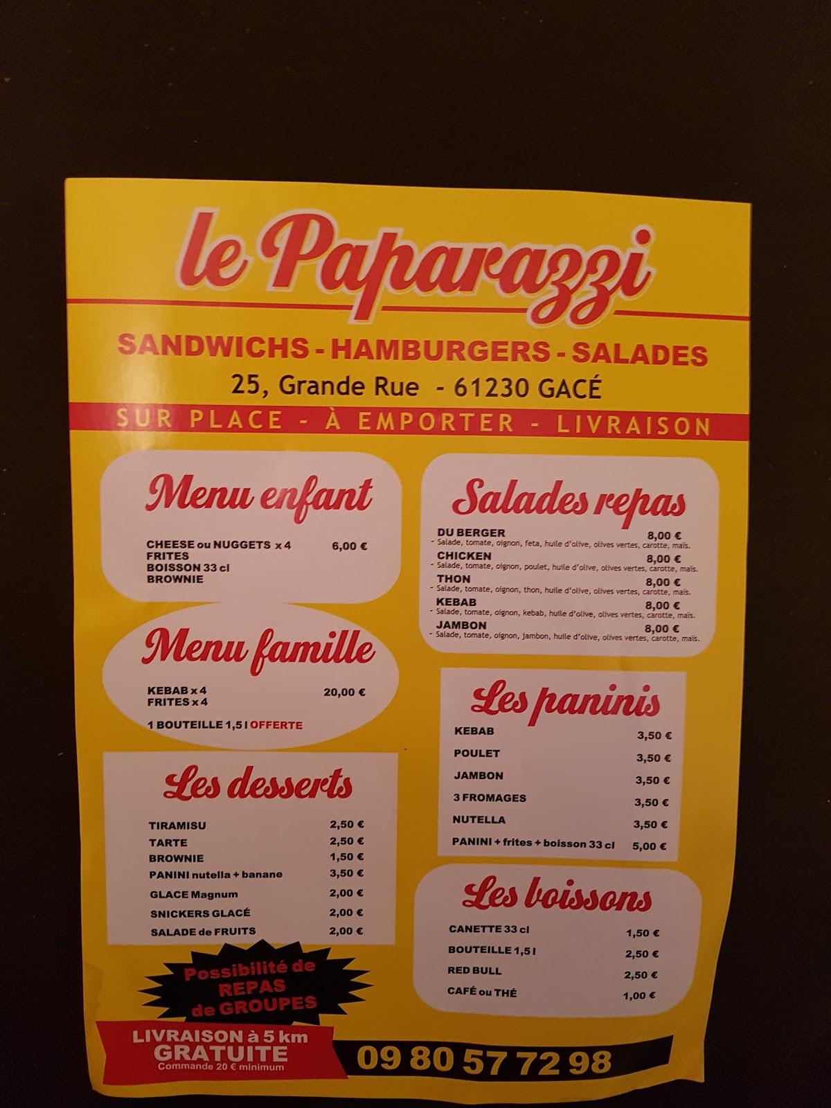 Menu au Le paparazzi, Gacé