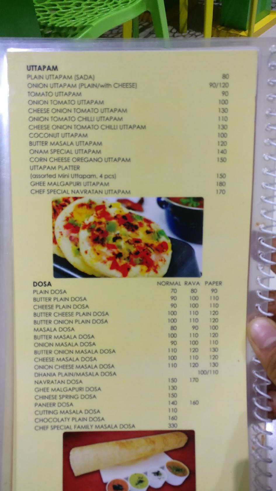 Menu at Onam, Kolkata, P-58A