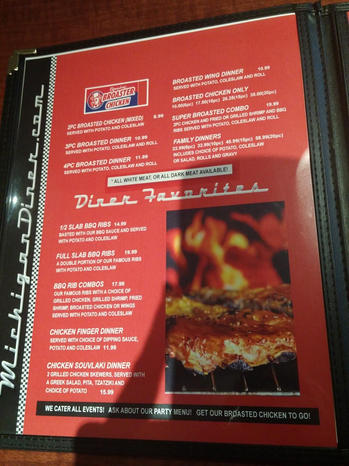 Menu at Original Michigan Diner BBQ, Essex, 27 Victoria Ave